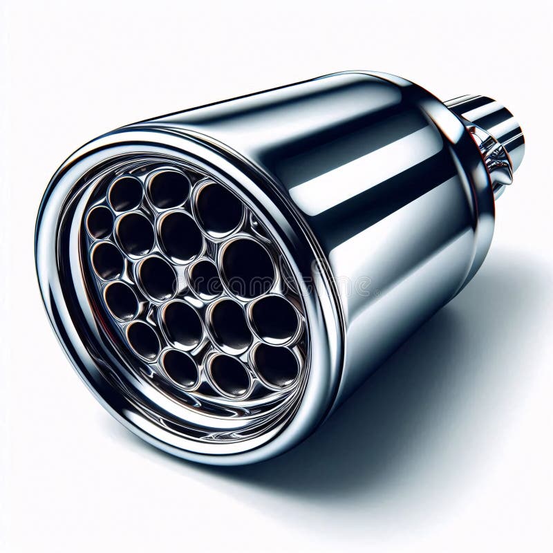 A Shiny Chrome Exhaust Pipe with Multiple Perforations Stock ...