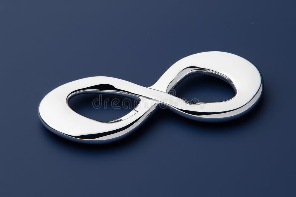 Shiny Chrome Infinity Symbol on a Blue Background. Stock Illustration ...
