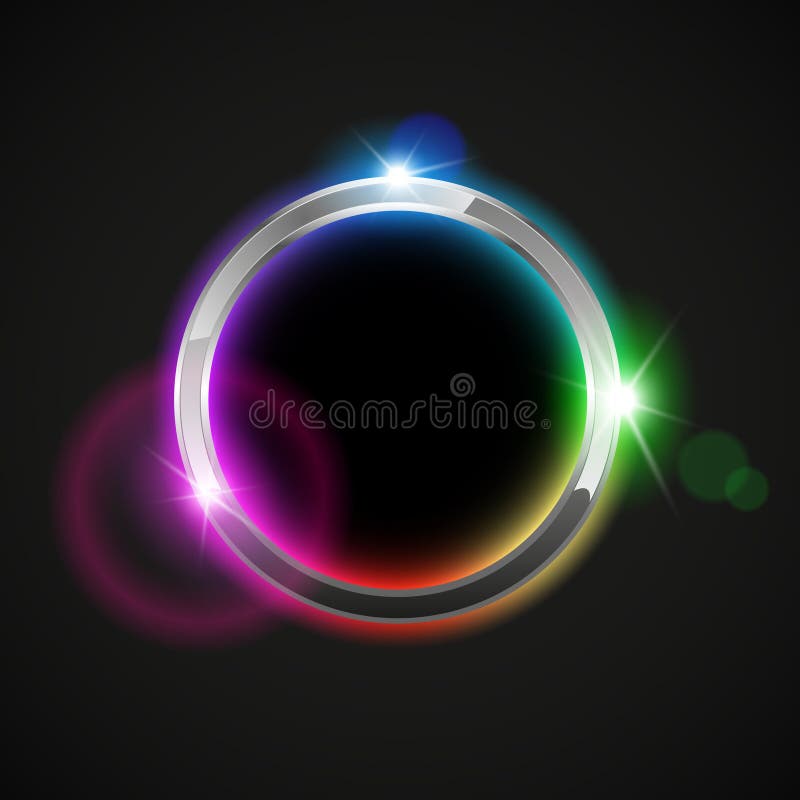 Shiny Chrome Metal Ring with Colored Light Effect Stock Vector ...