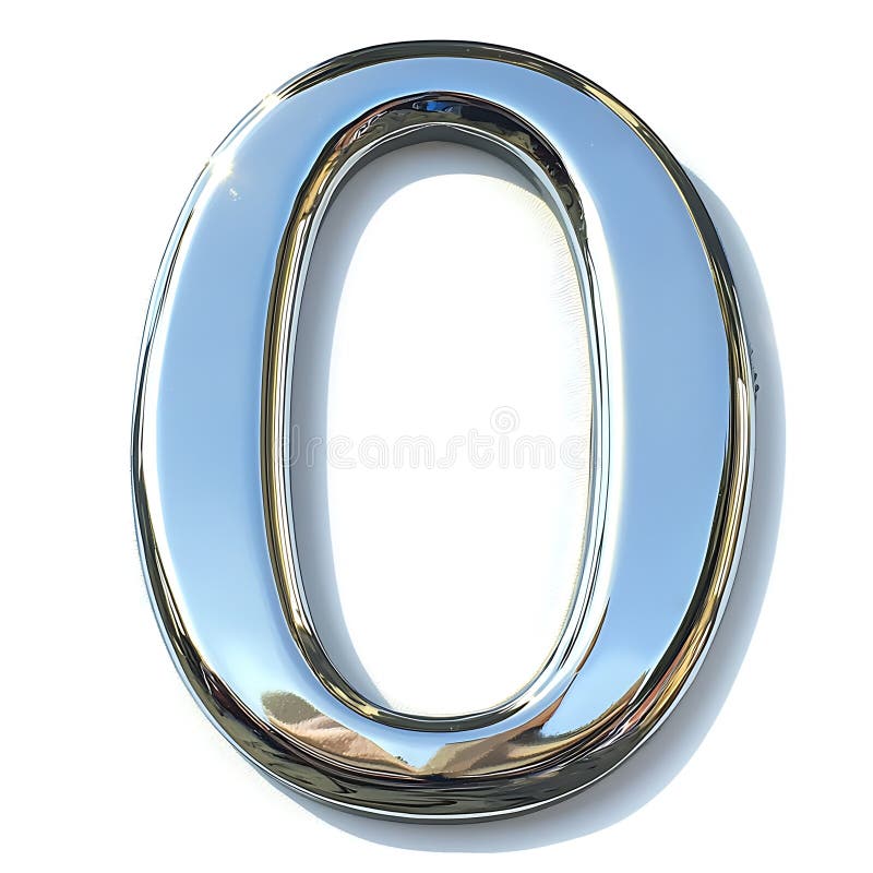 Shiny Chrome Number Zero a Polished Metal Digit Stock Illustration ...