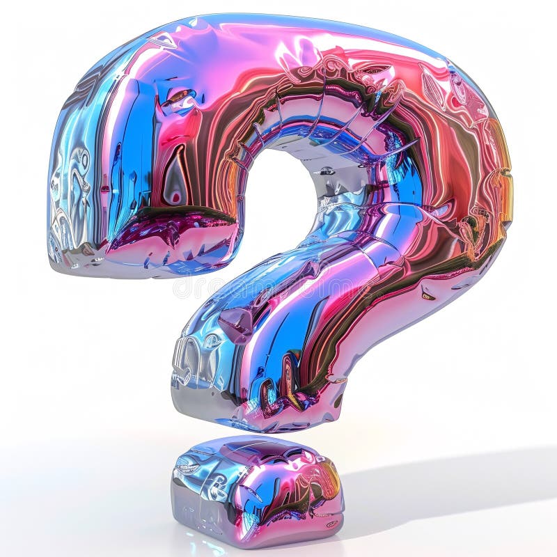 Shiny Chrome Question Mark Balloon with Vivid Rainbow Reflection on ...