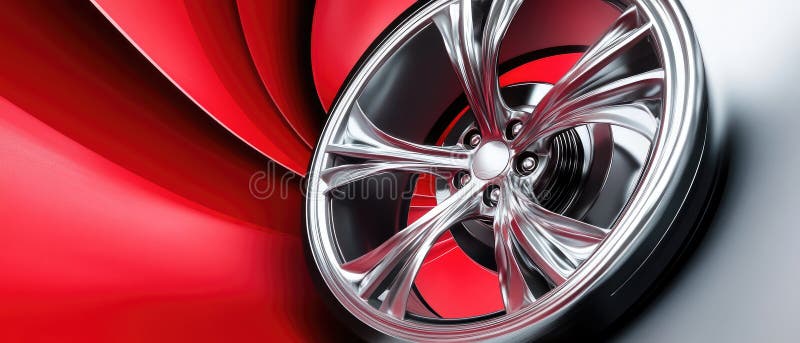 Shiny Chrome Rim with Red Background Stock Image - Image of vehicle ...