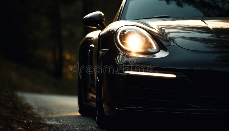 Shiny Chrome Sports Car Driving through Nature Generated by AI Stock ...