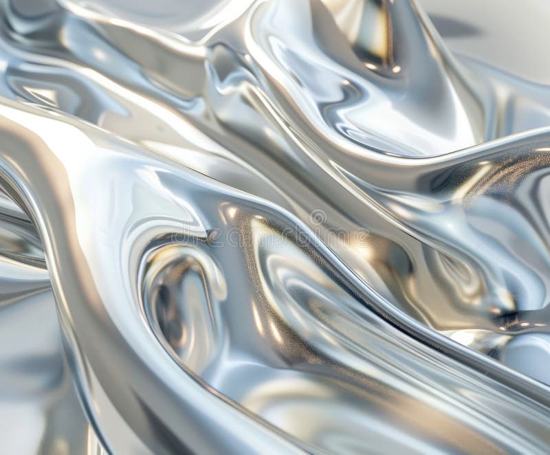 Shiny Chrome Surface Featuring Abstract Fluid Metallic Texture Stock ...
