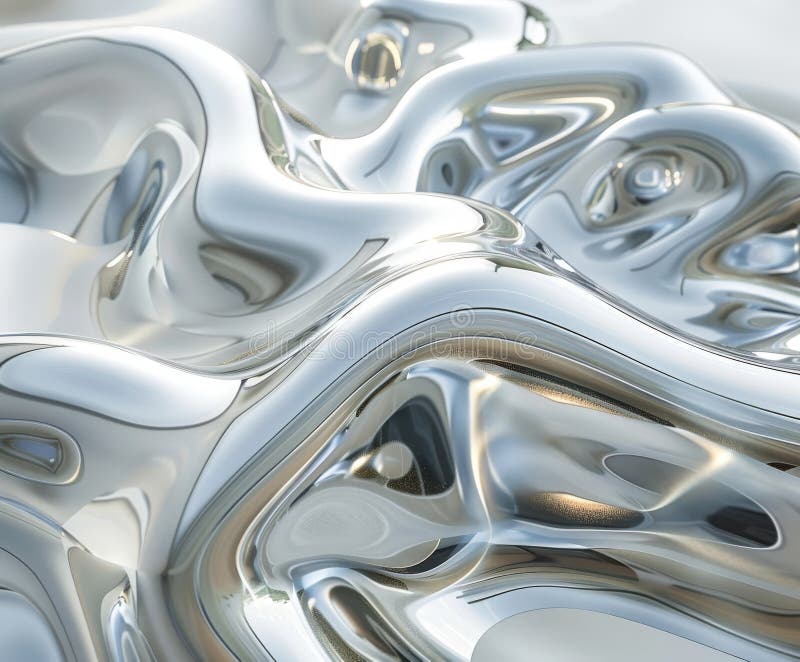 Shiny Chrome Texture of Abstract Fluid Metal Formations Stock ...