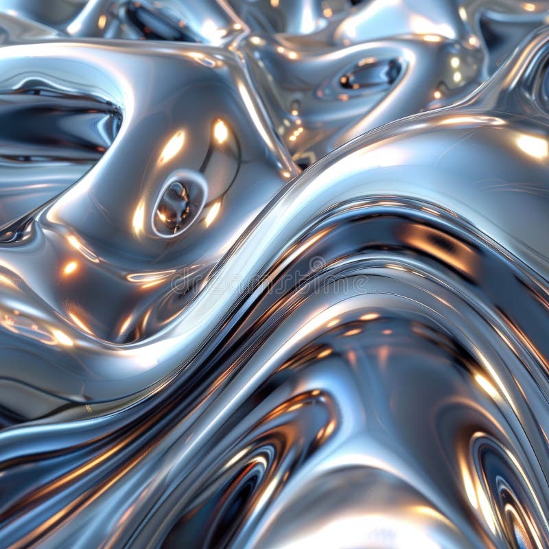 Shiny Chrome Texture of Fluid Metal Abstract Design in Soft Light Stock ...