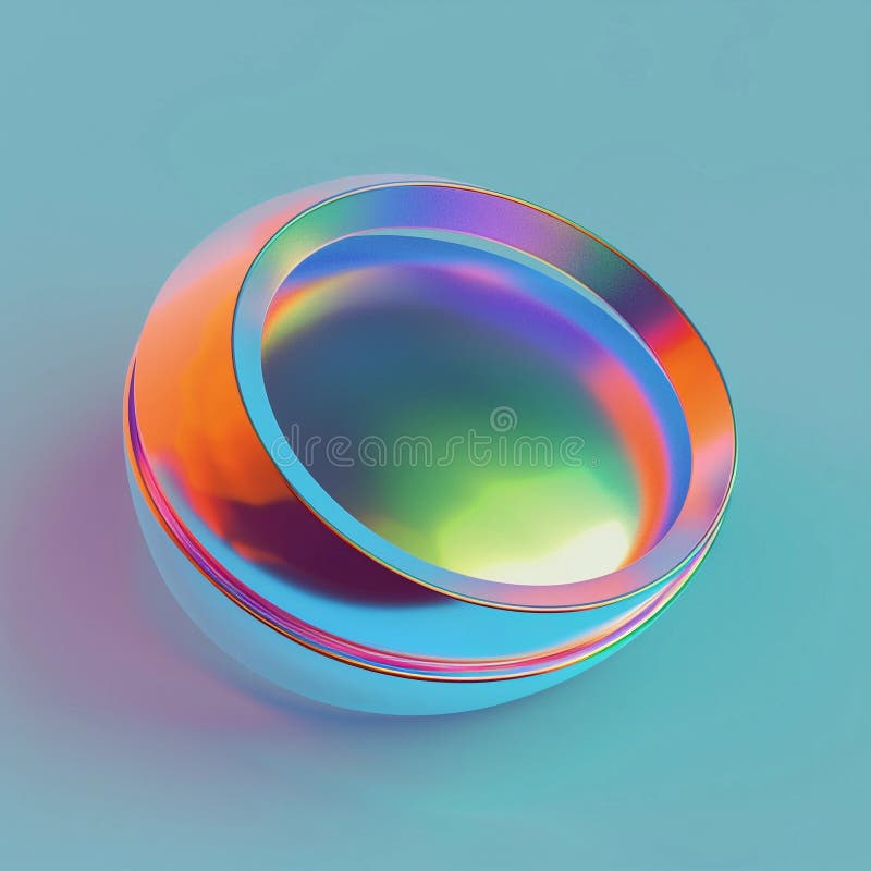 Shiny Circle Abstract 3d Shape on Blue Background, Vibrant Colors Stock ...