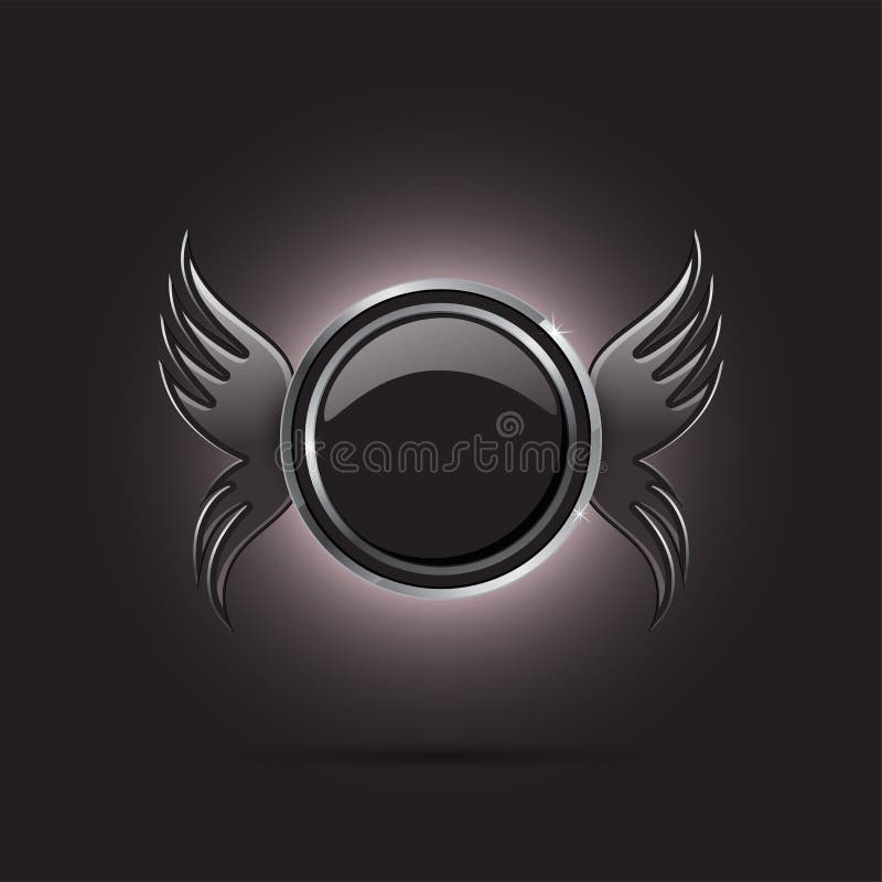 Shiny Circle Shape Shield with Wings. Stock Illustration - Illustration ...