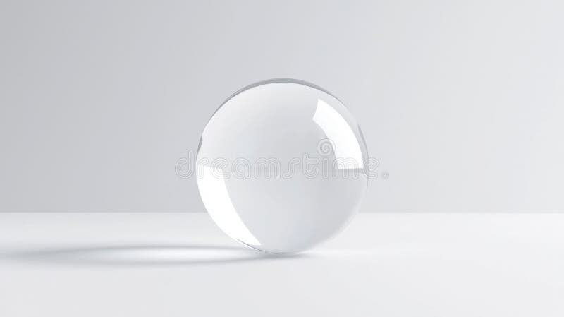 Shiny Clear Sphere Sits White Surface Stock Photos - Free & Royalty ...