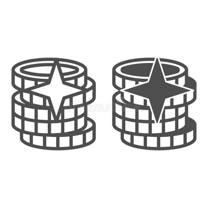 Shiny Coins Stack Line and Solid Icon, Banking Concept. Vector Graphics ...