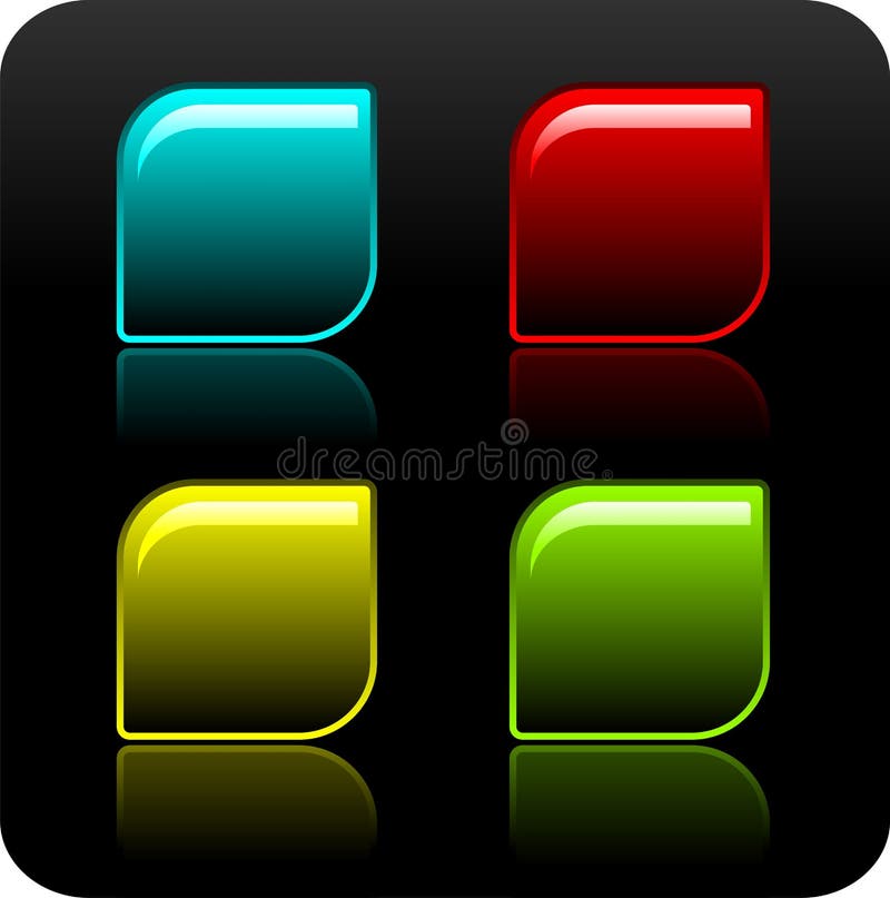 Shiny Color Button Set on Black Background. Stock Vector - Illustration ...