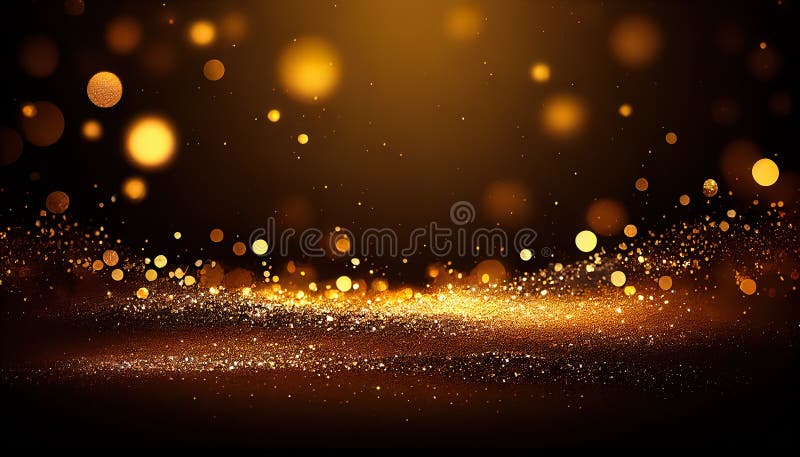 Shiny Color Golden Wave Design Element with Glitter Effect on Dark ...