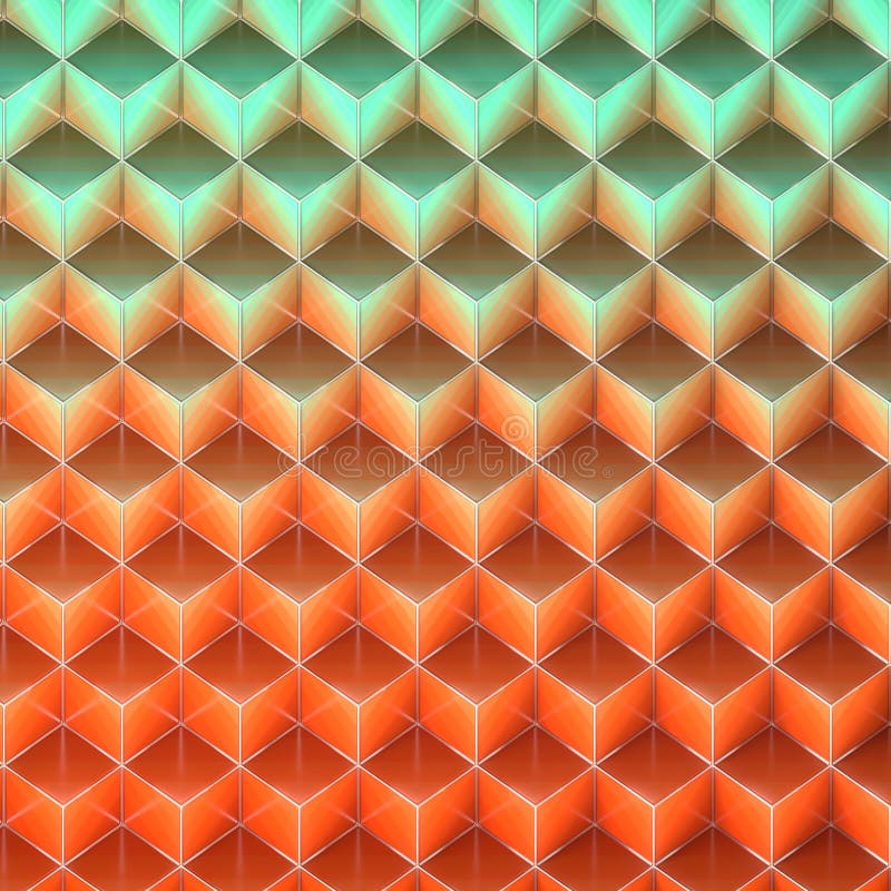 Shiny Colored Cubes with a Striped Pattern in a Silver Wireframe. 3d ...