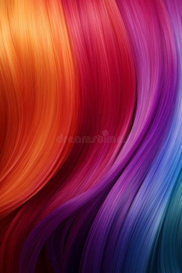 Rainbow Colored Wavy Long Shiny Hair Texture. Trendy Hair Coloring ...