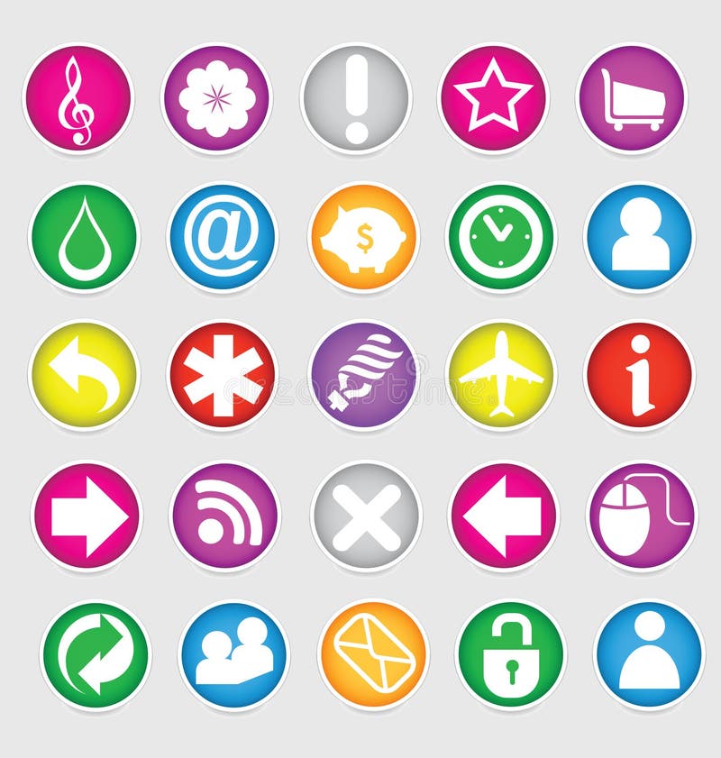 Shiny Colored Web Social Symbols Set Stock Vector - Illustration of ...