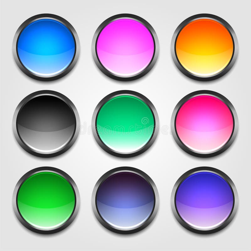 Shiny Colorful Empty Buttons Set Stock Vector - Illustration of ...