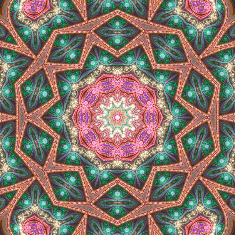 Shiny colorful mandala stock illustration. Illustration of flame - 95762146