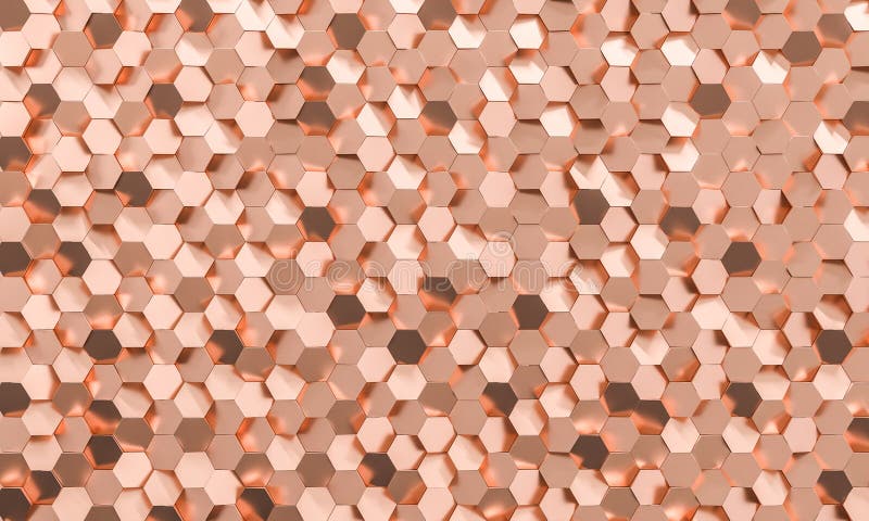 Shiny Copper Hexagonal Tile Pattern Stock Illustration - Illustration ...