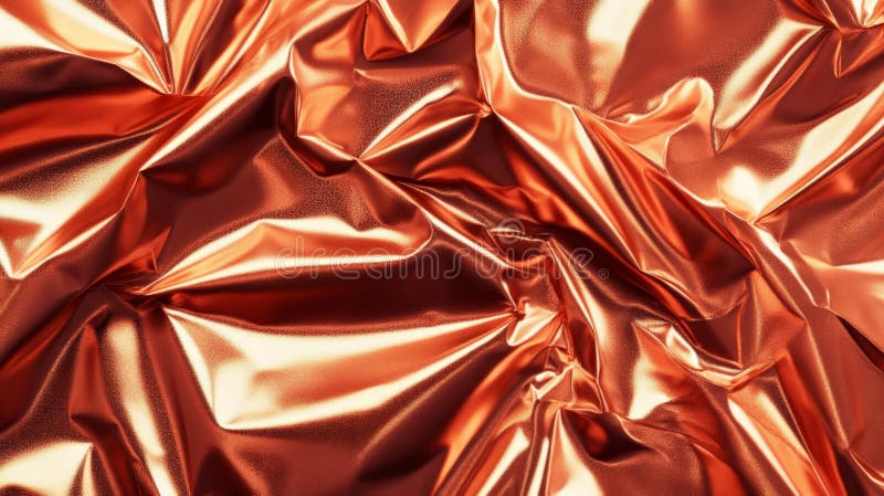 A Shiny Copper Plastic Poster Crumpled with Sharp Creases and Folds ...