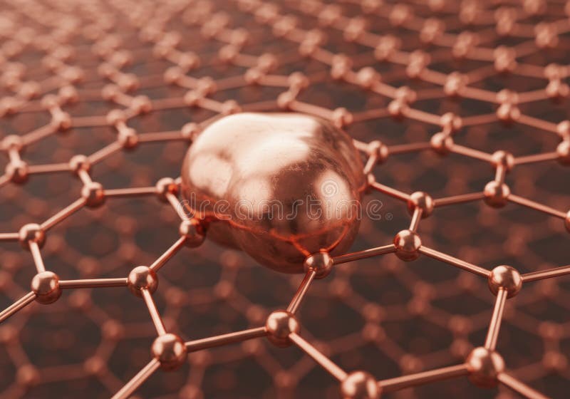 Shiny Copper Structure Closeup Forming a Molecule Grid Network Stock ...