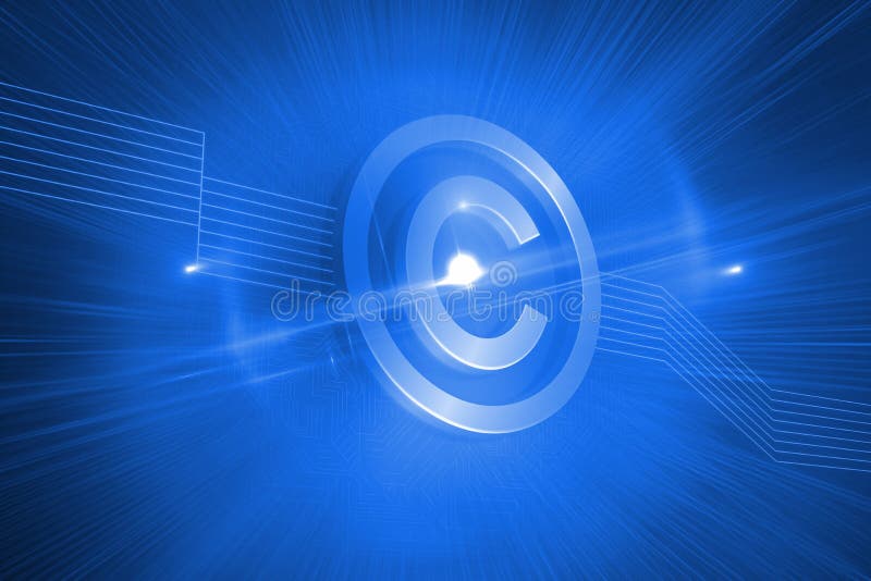 Shiny Copyright Icon on Blue Background Stock Illustration ...