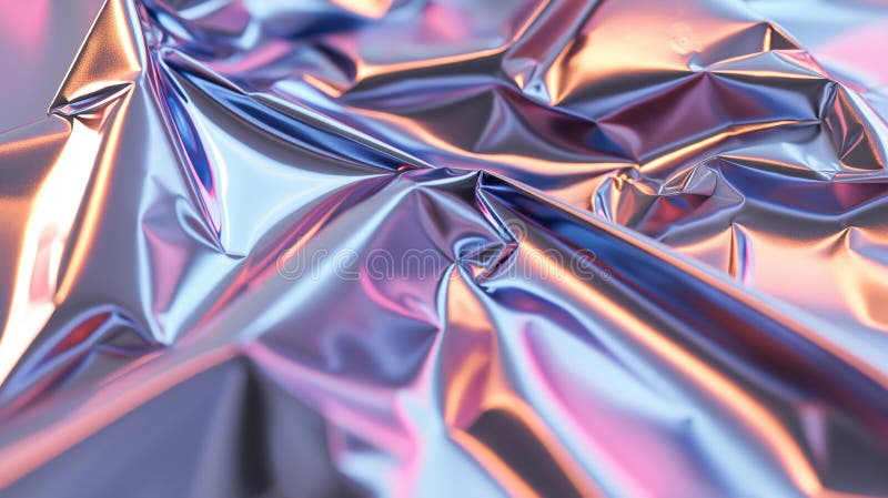 Shiny Crumpled Metallic Surface with Iridescent Colors Stock Image ...