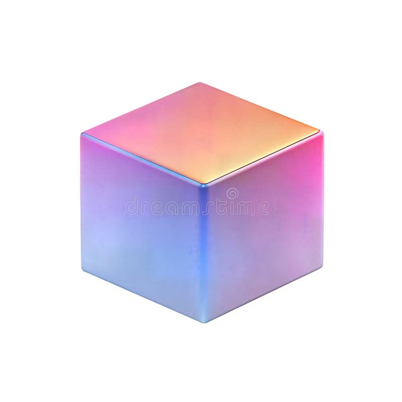 Colorful Cube with a Shiny Surface Reflecting Light in a Minimalistic ...