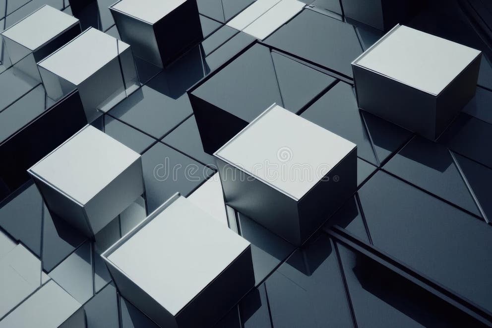 Shiny Cubes Abstract, Floating and Reflecting, with a Modern Theme ...