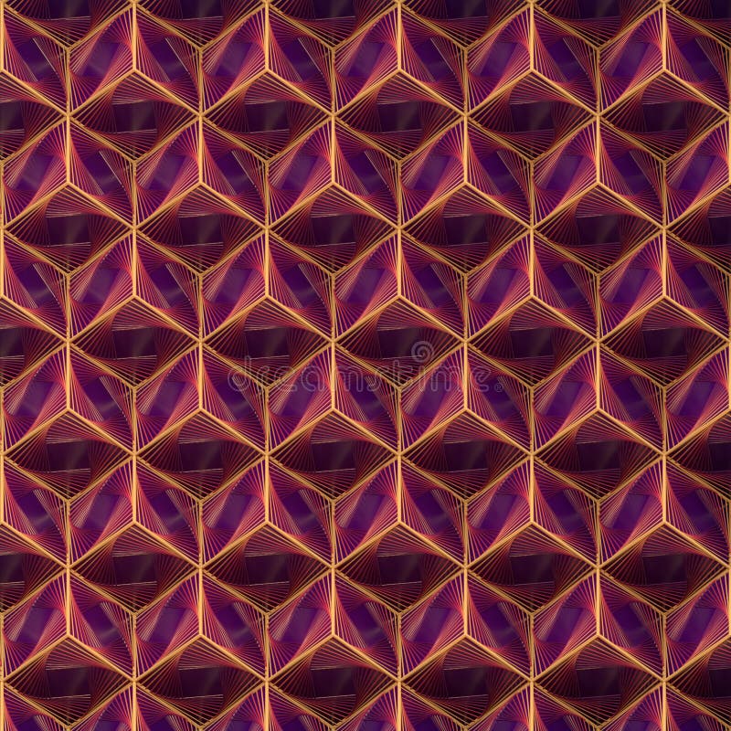 Shiny cubes isometric projection with a colorful spiral wire pattern ...
