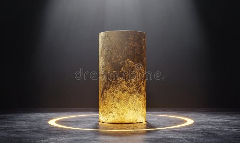 A Shiny Cylinder, Illuminated Ring, Black Backdrop, and a Ray of Light ...