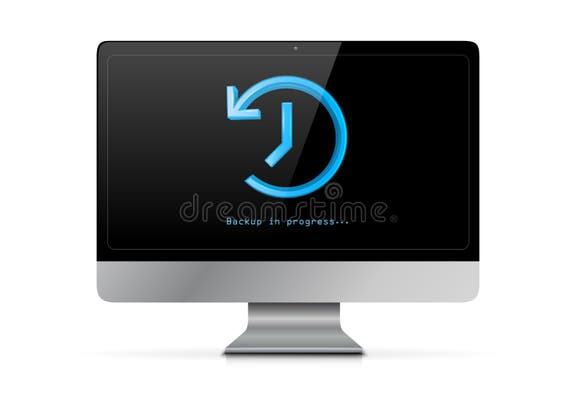 Shiny 3D Backup Sign on Computer Screen Stock Illustration ...