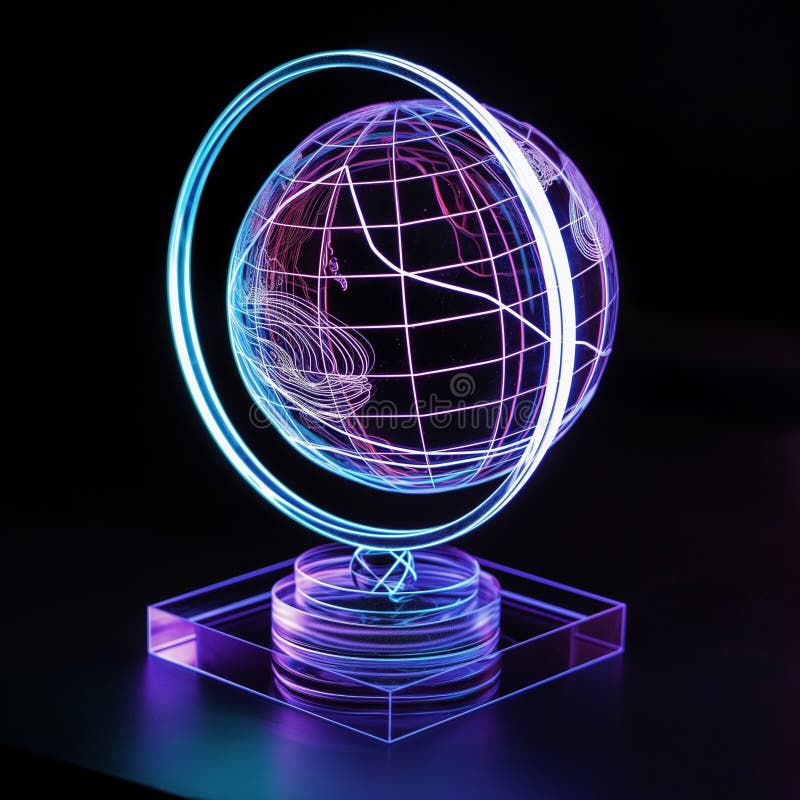 Shiny 3d Earth Shape with Abstract Blurry Colorful Background Stock ...