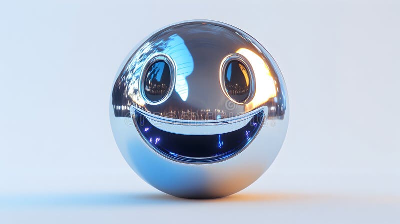 Chrome Smiley AI Render stock illustration. Illustration of ...