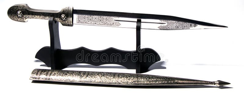 Shiny dagger in sheath stock image. Image of engraving - 132324425