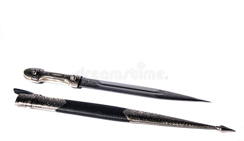 Shiny dagger in sheath stock image. Image of engraving - 132324425
