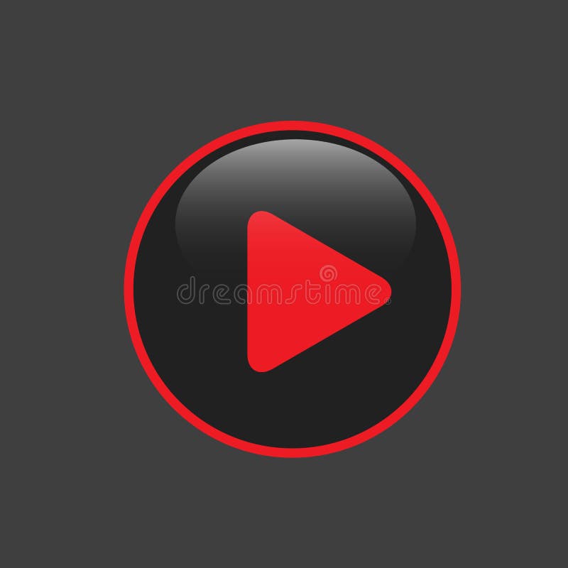 Shiny Dark Play Button Vector Stock Illustration - Illustration of ...