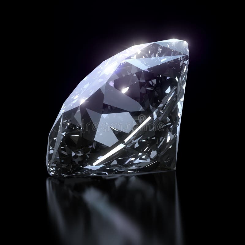 Shiny Diamond Isolated on Black Background Stock Illustration ...