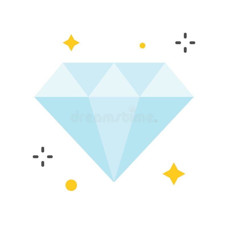 Shiny Diamond with Glitter Vector Flat Icon Stock Vector - Illustration ...