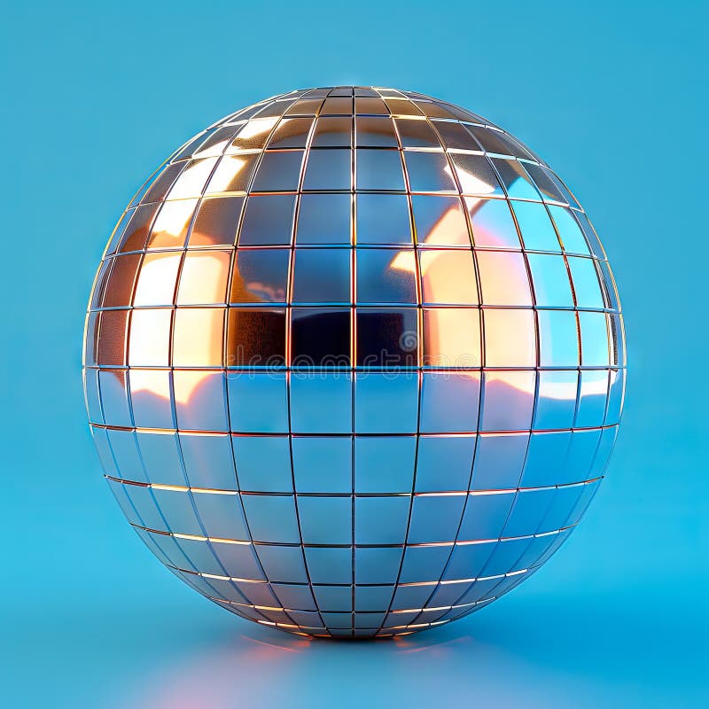 A Shiny Disco Ball on a Blue Background Stock Image - Image of building ...