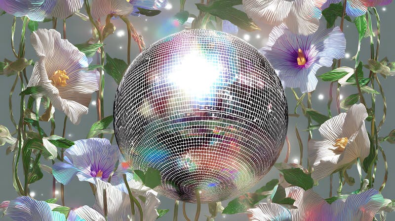 A Shiny Disco Ball is at the Center, Reflecting Light in Multiple ...