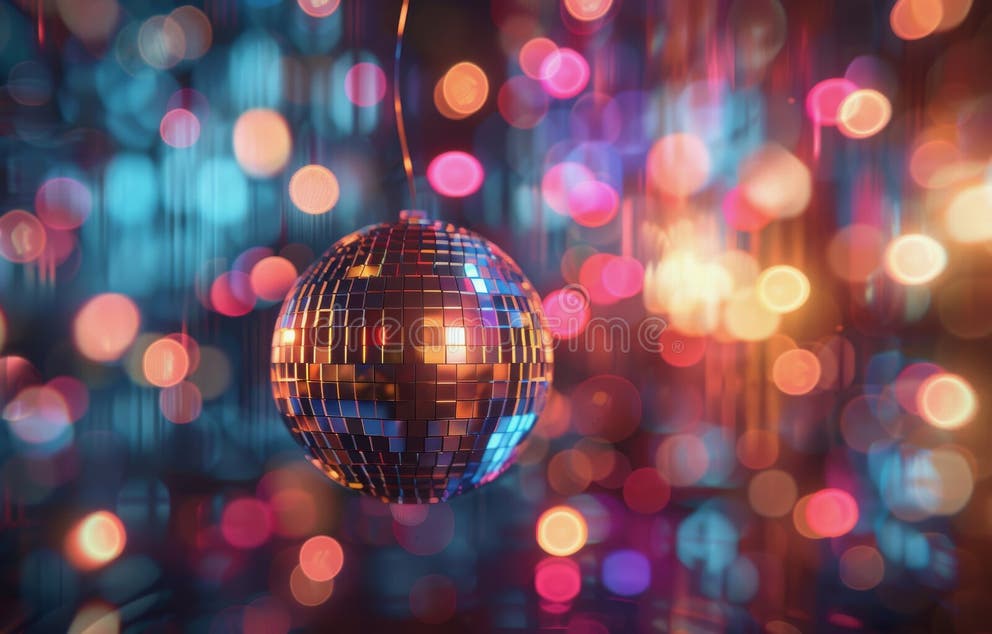 Shiny Disco Ball Hanging from String Stock Image - Image of festive ...
