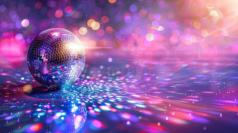 Shiny Disco Ball with Lights on Shiny Glowing Abstract Background, with ...