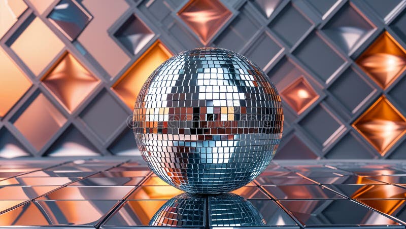 Shiny Disco Ball Reflecting on a Reflective Dance Floor with a ...