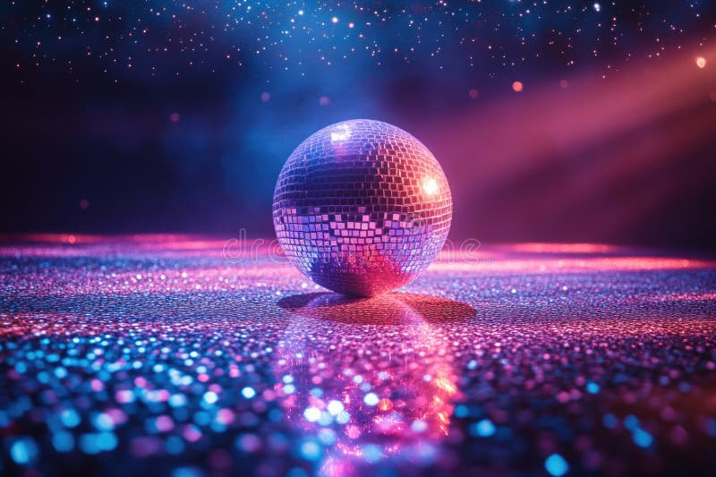 A Shiny Disco Ball Sits on a Smooth, Reflective Surface Stock Image ...
