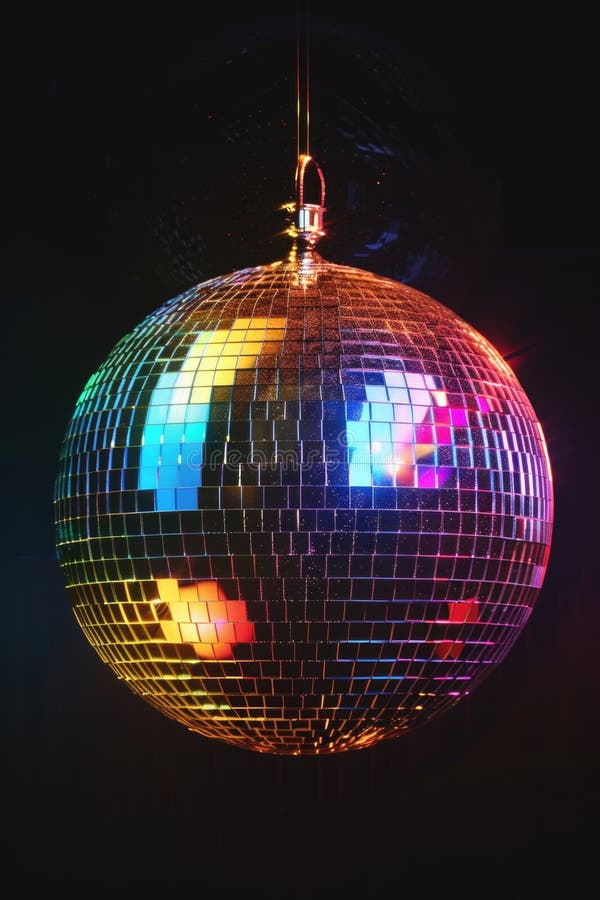Shiny Disco Ball Suspended String Against Plain Background Stock Photos ...