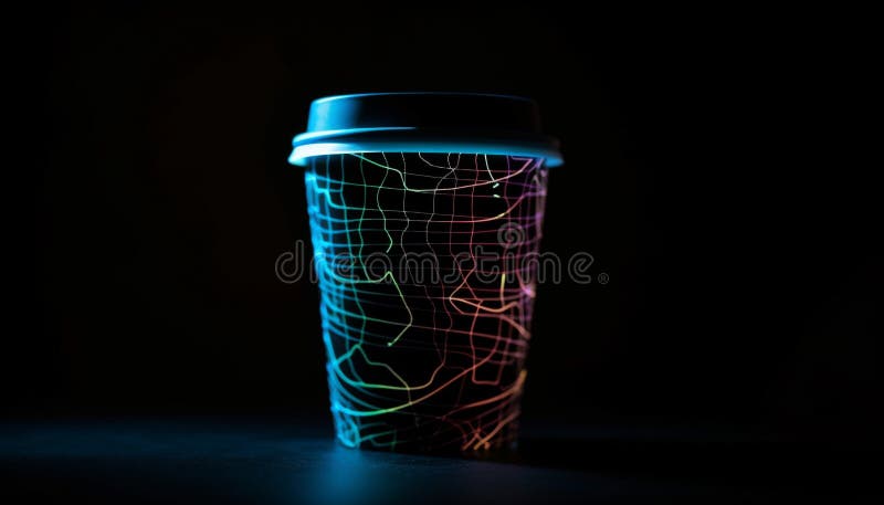 Shiny Disposable Cup Reflects Bright Colors in Abstract Studio Shot ...