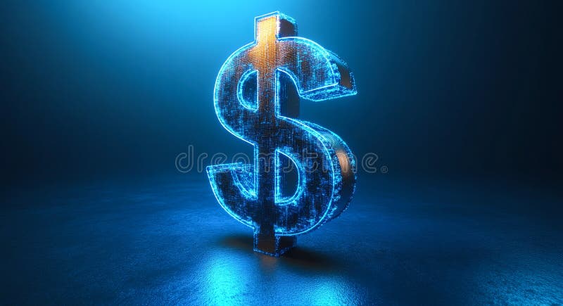 Shiny Dollar Sign in Darkness Stock Photo - Image of rendering ...