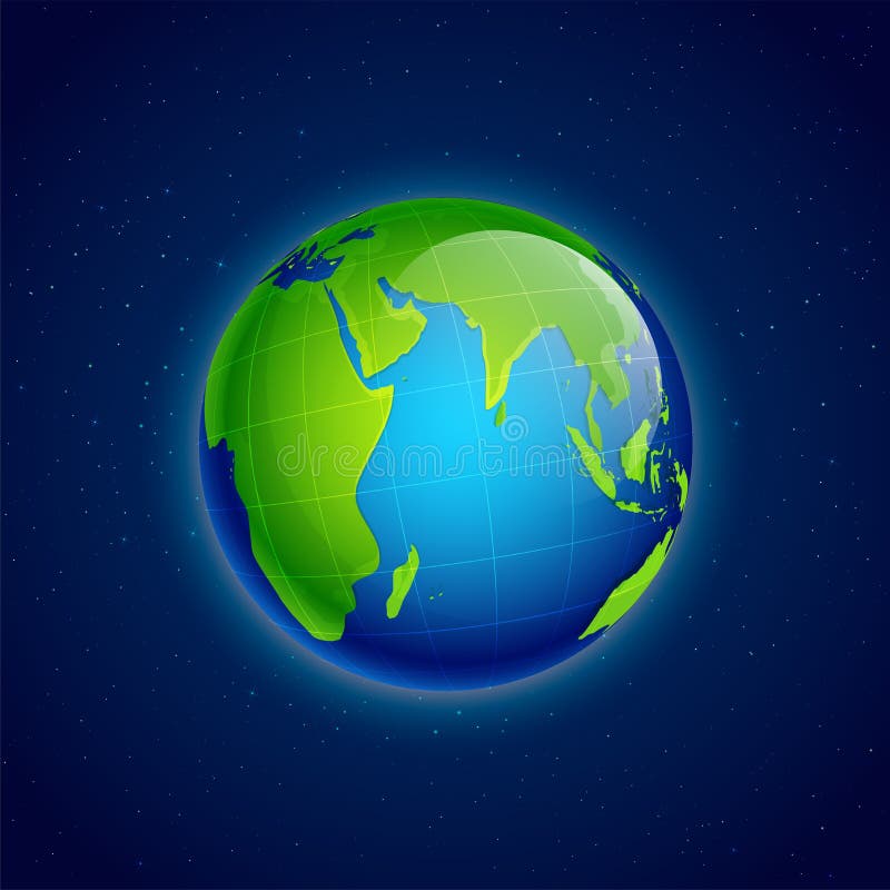 Shiny Earth Globe On Blue Background Stock Illustration - Illustration ...