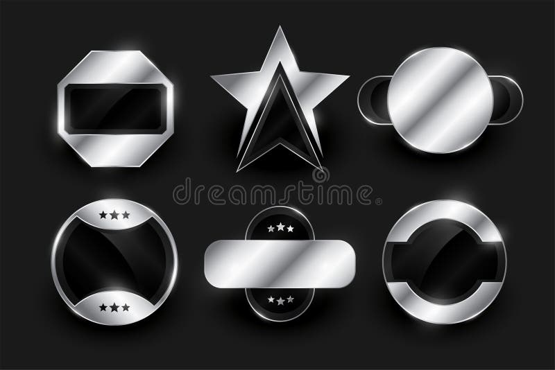 Shiny and Empty Badge Label Symbol in Set of Six Stock Vector ...