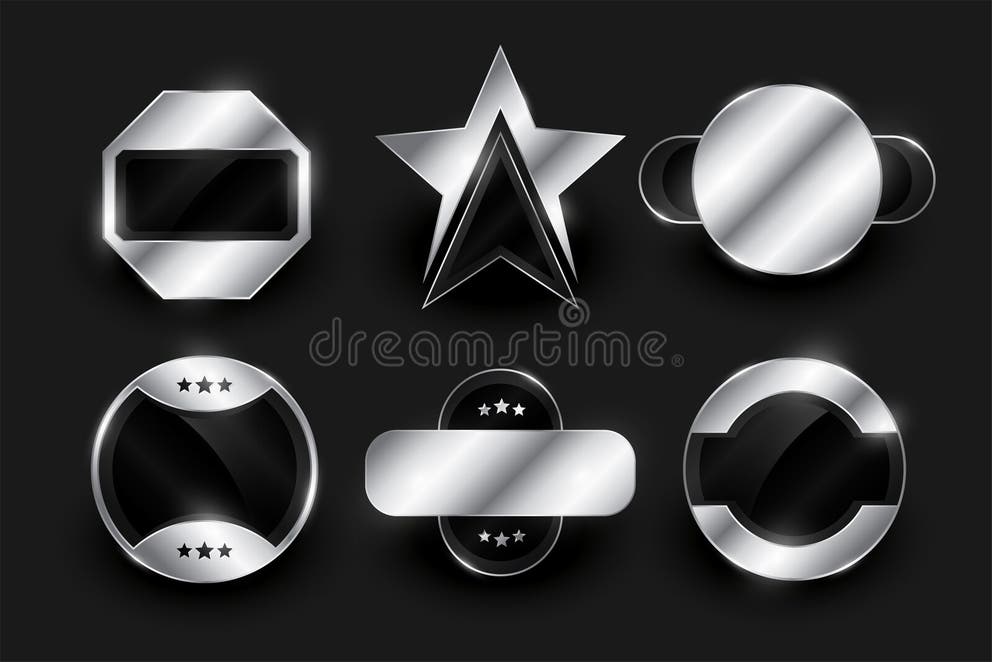 Shiny and Empty Badge Label Symbol in Set of Six Stock Vector ...